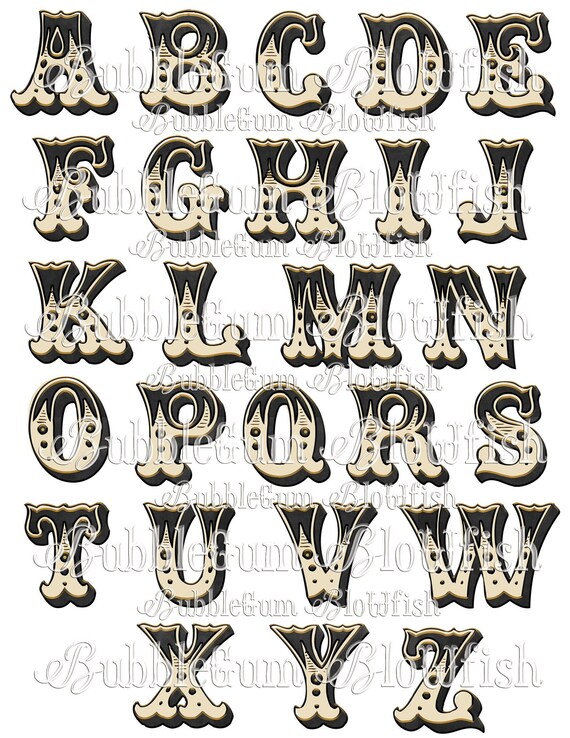 Circus Alphabet Letters Poster Retro Circus Alphabet Design, Cabaret,