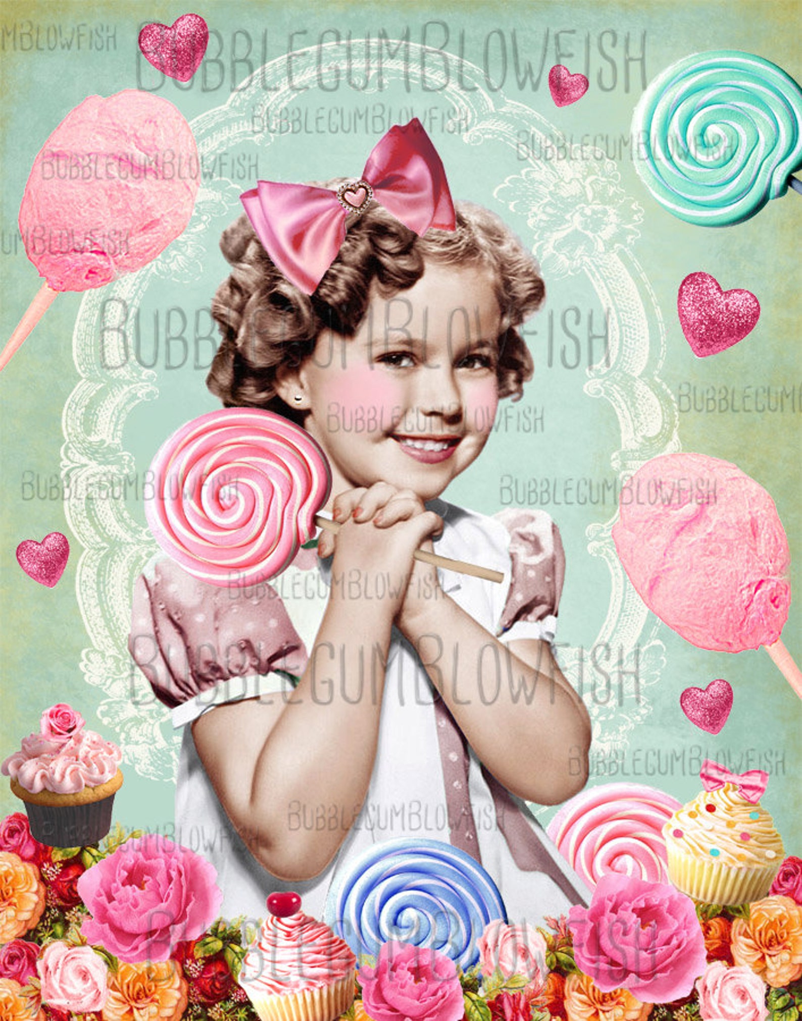 Shirley Temple Cute Candy and Cupcakes Old Hollywood Goodship - Etsy