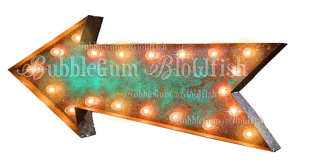 Marquee Light Vintage Retro Arrow Sign Individual PNG File Digital ...