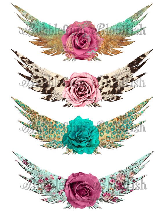 Funky Winged Roses Angel Wings Fairy Wings Leopard Wings | Etsy