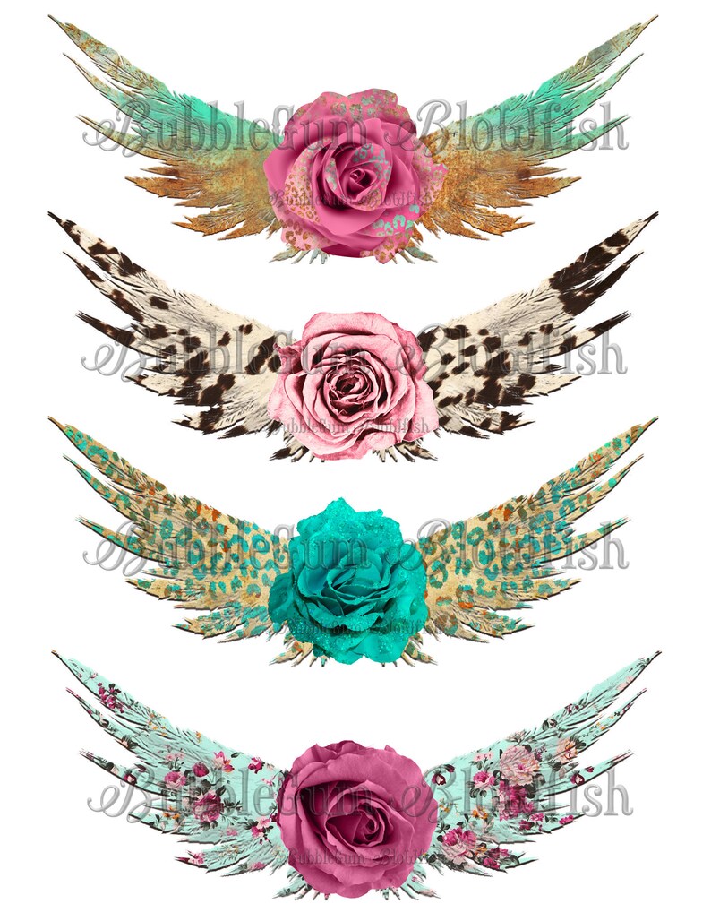 Funky Winged Roses Angel Wings Fairy Wings Leopard Wings | Etsy