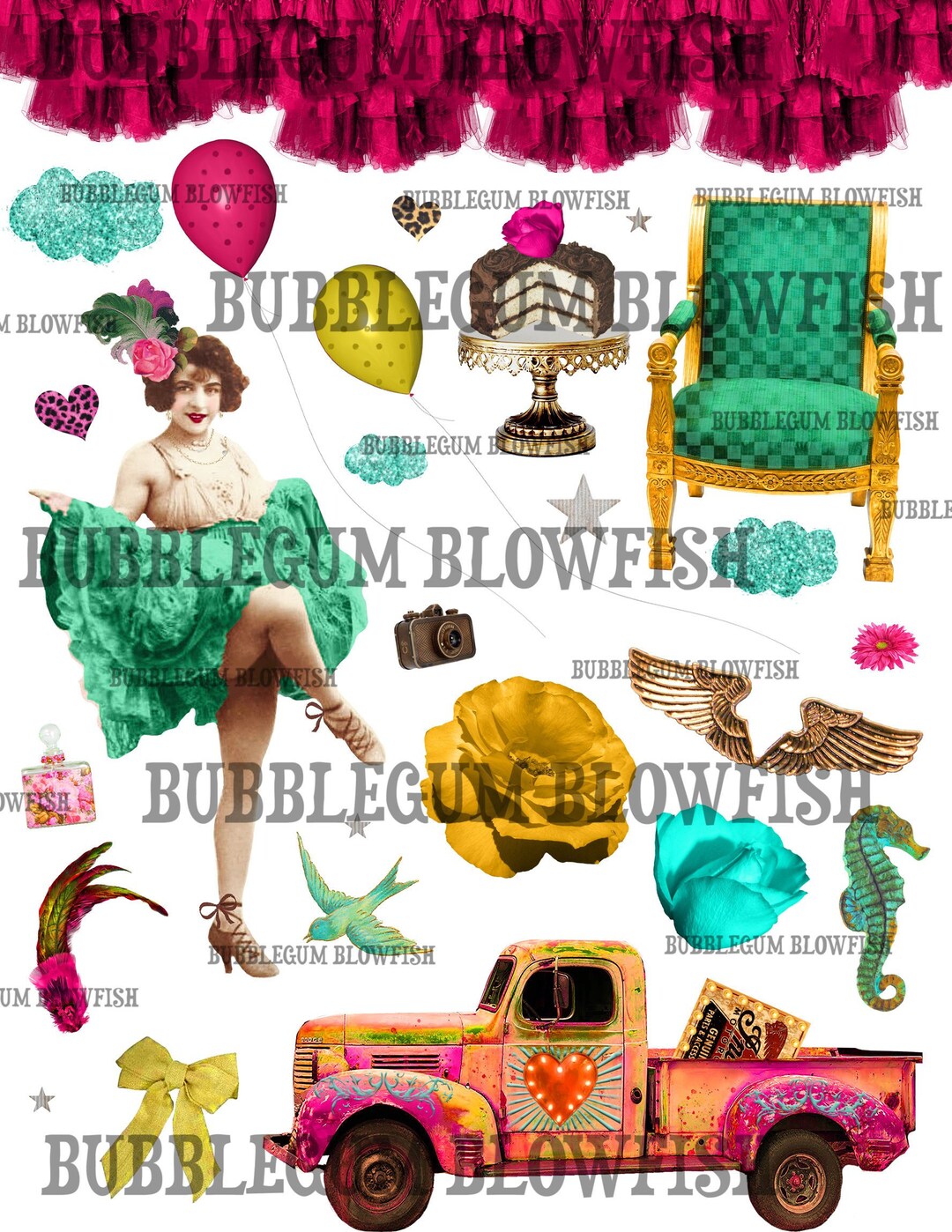 Petti Coat Party Vintage Clipart Digital Graphic Design Elements Single ...