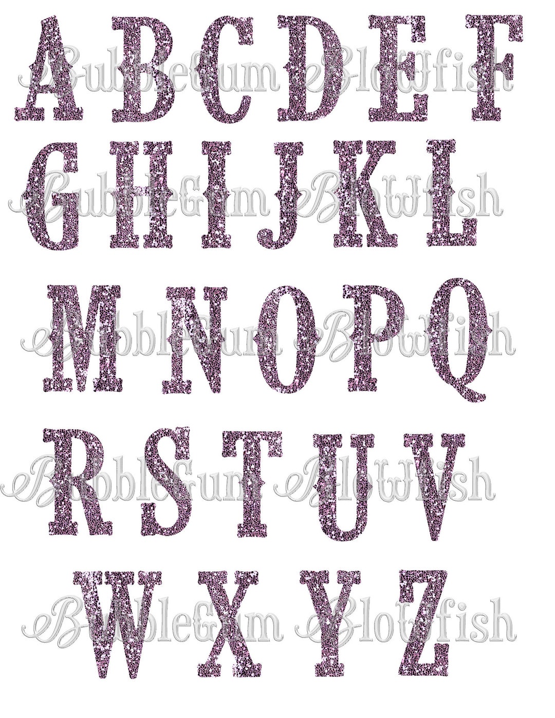 Pastel Purple Lavender Glitter Letters Alphabet Single File Collage ...