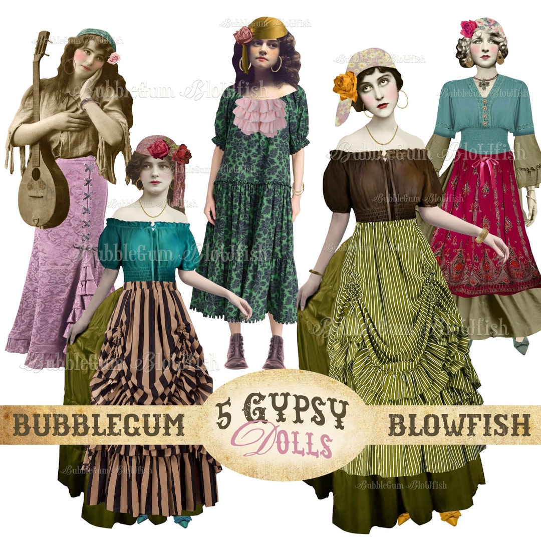Gypsy Dolls Set #1 Gypsy Clipart Gypsy Paper Dolls Junk Journal Diy 5 ...