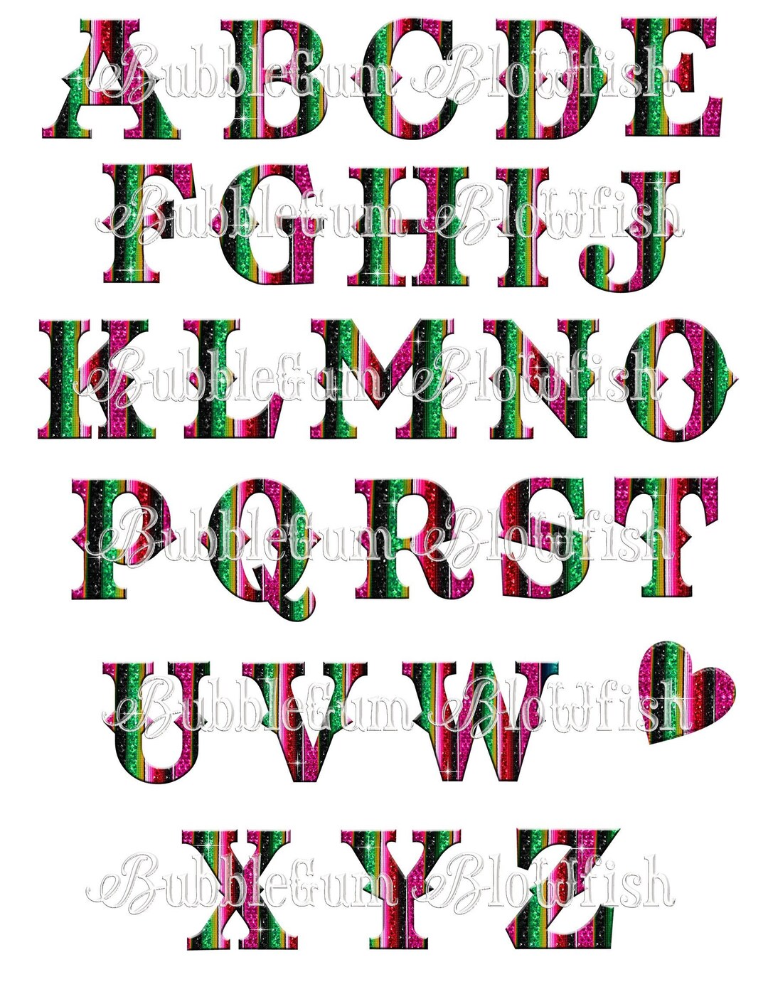 Mexican Serape Alphabet Letters NEW Single File Collage PNG Sheet ...