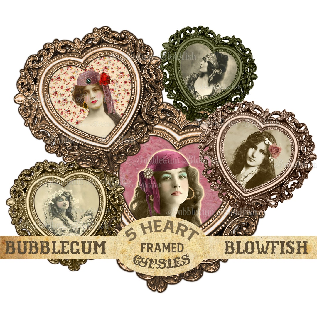 Heart Framed Gypsies Set 1 Digital Clipart Png Files - Etsy