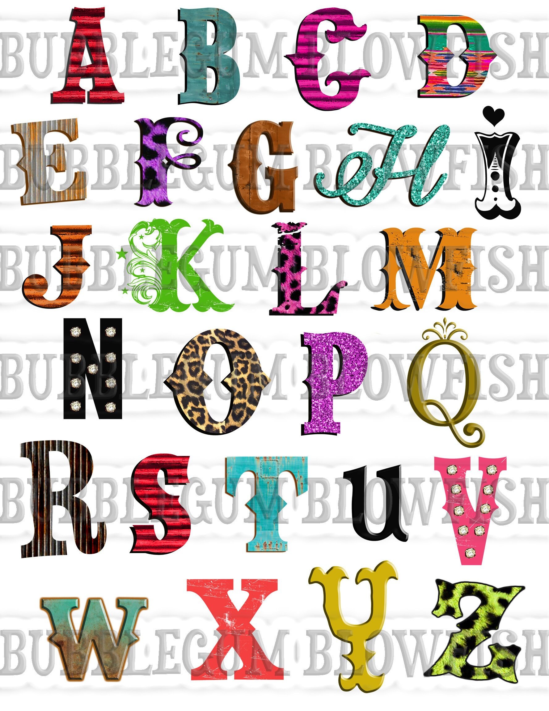 NEW Shabby Funky Marquee Alphabet Letters Digital Clipart - Etsy