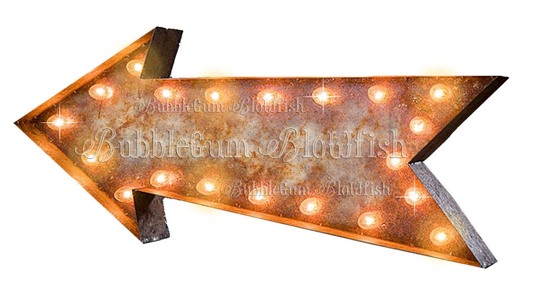 Marquee Light Vintage Retro Arrow Sign Individual PNG File Digital ...