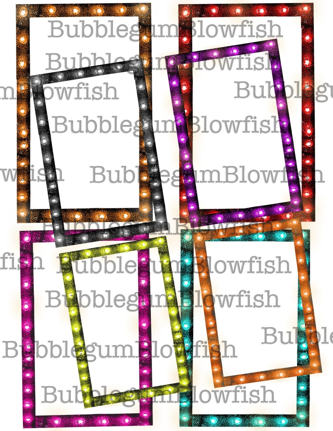 Marquee Light Frames Digital Graphic Design Elements 2 Separate Collage ...