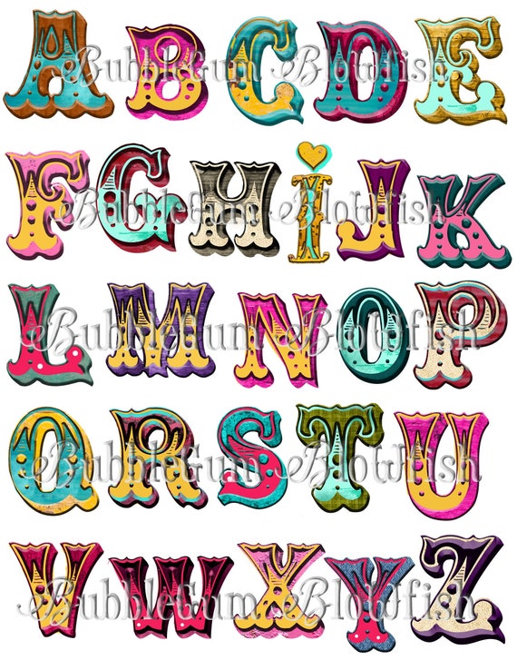Circus Carnival Colorful Funky Alphabet Letters New Single - Etsy Australia