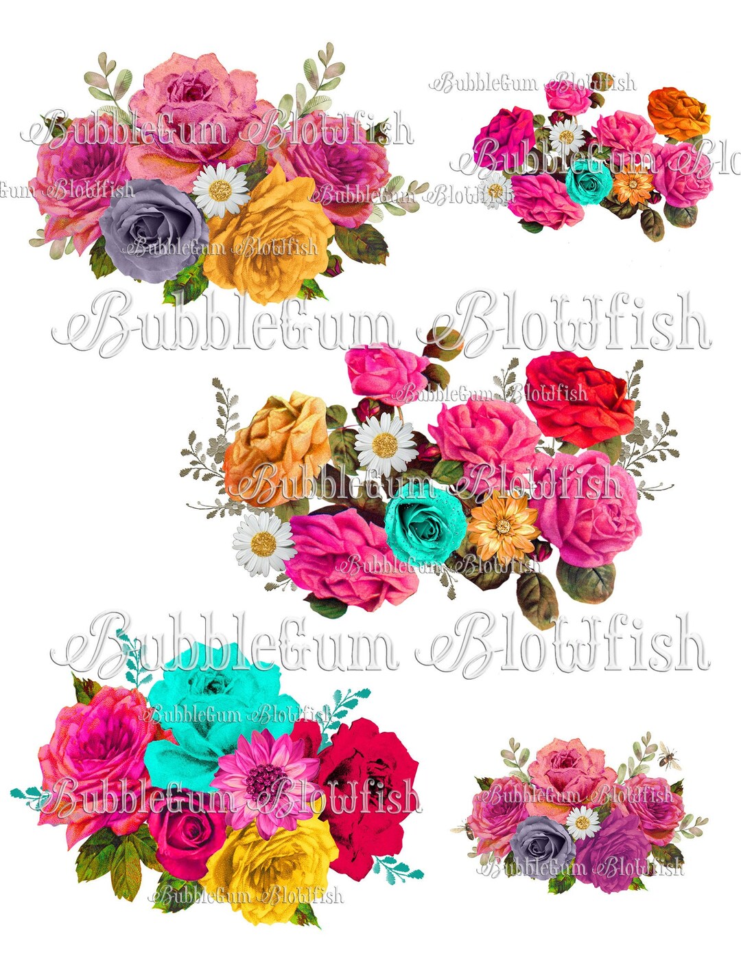 New Gorgeous Rose N Florals Vintage Roses Rose Clusters Digital Graphic ...