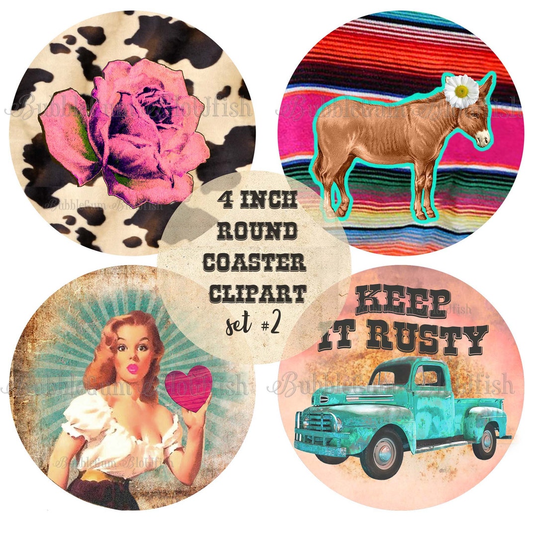 4 Inch Rounds Set #2 Digital Clipart 4 Designs on a Single Collage ...