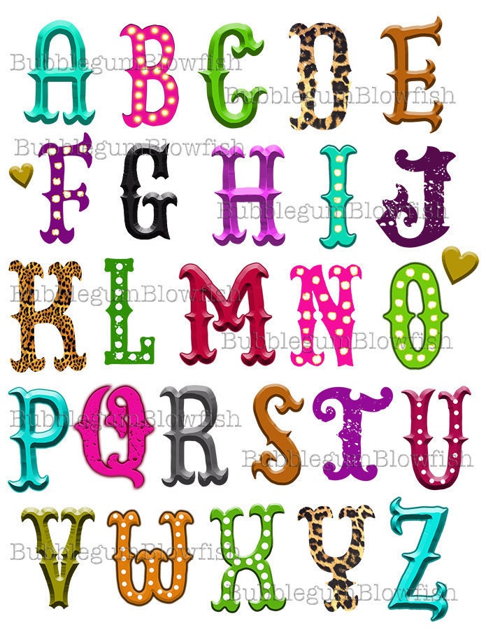 NEW Shabby Funky Marquee Alphabet Letters Digital Clipart | Etsy