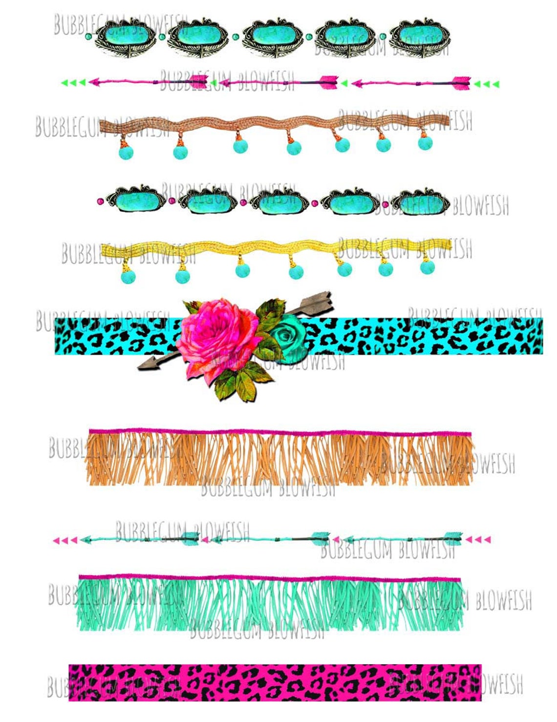 Funky Fun Boho Western Borders Digital Clipart SINGLE FILE - Etsy