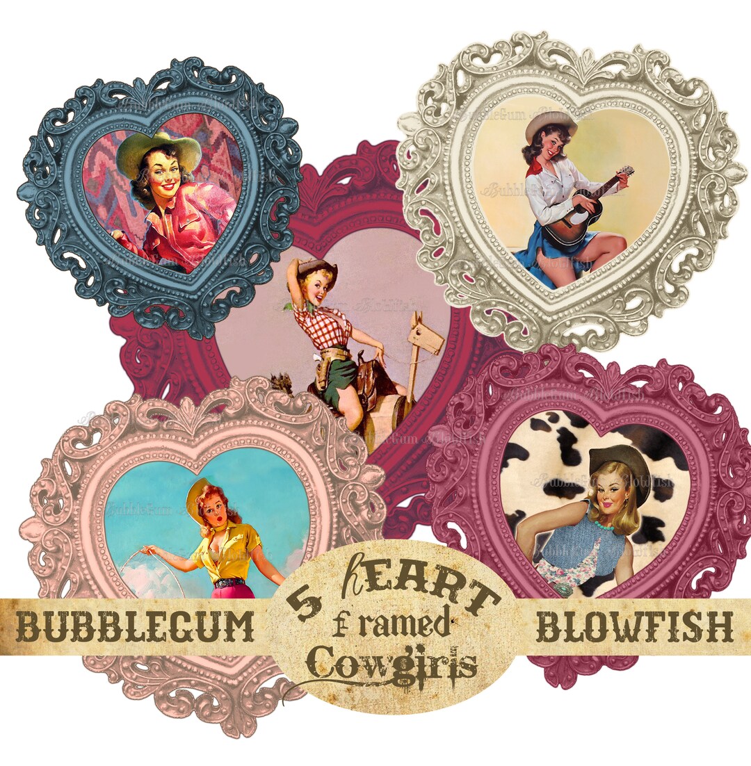 Heart Framed COWGIRLS Set #2 Digital Clipart Png Files - Etsy