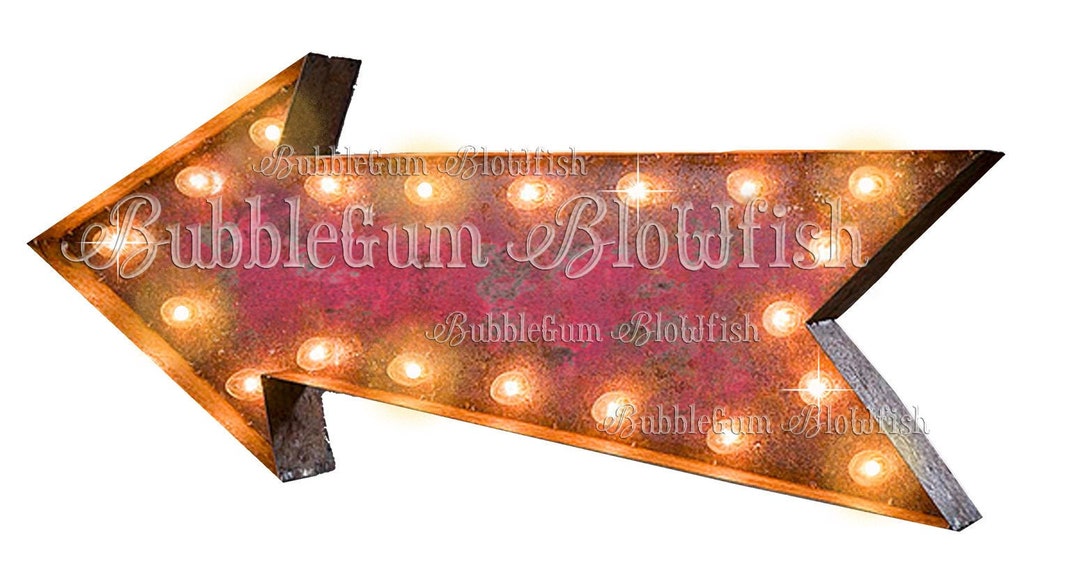 Marquee Light Vintage Retro Arrow Sign Individual PNG File Digital ...