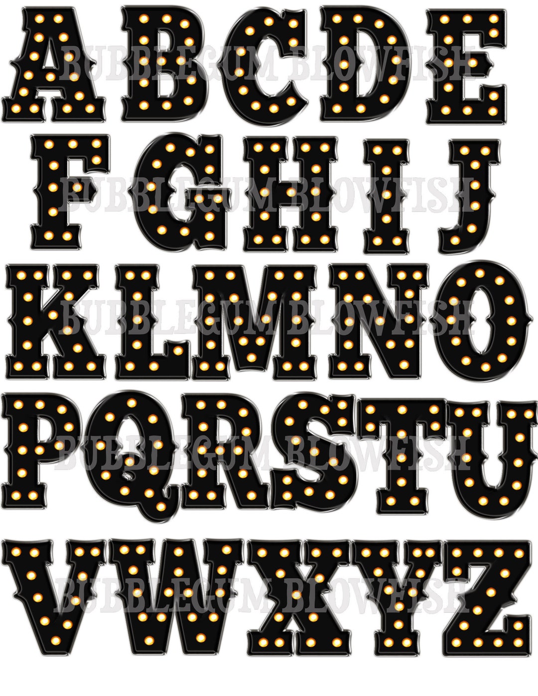 New Black 2 Vintage Marquee Light up Alphabet Letters SINGLE File PNG ...