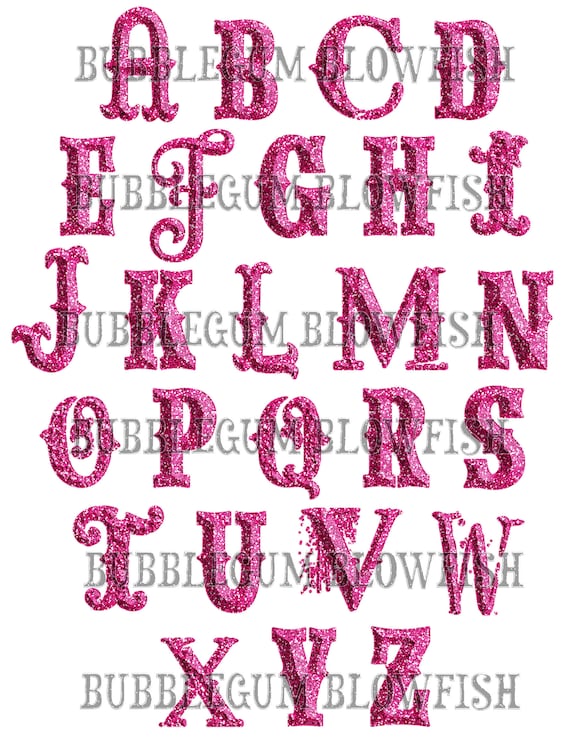 FunkY PiNk GlittER mixed letters alphabet single file collage | Etsy