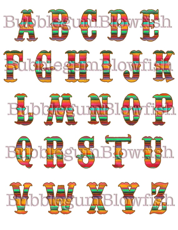 NEW Serape Mexican Fabric Print Alphabet Letters Single File - Etsy