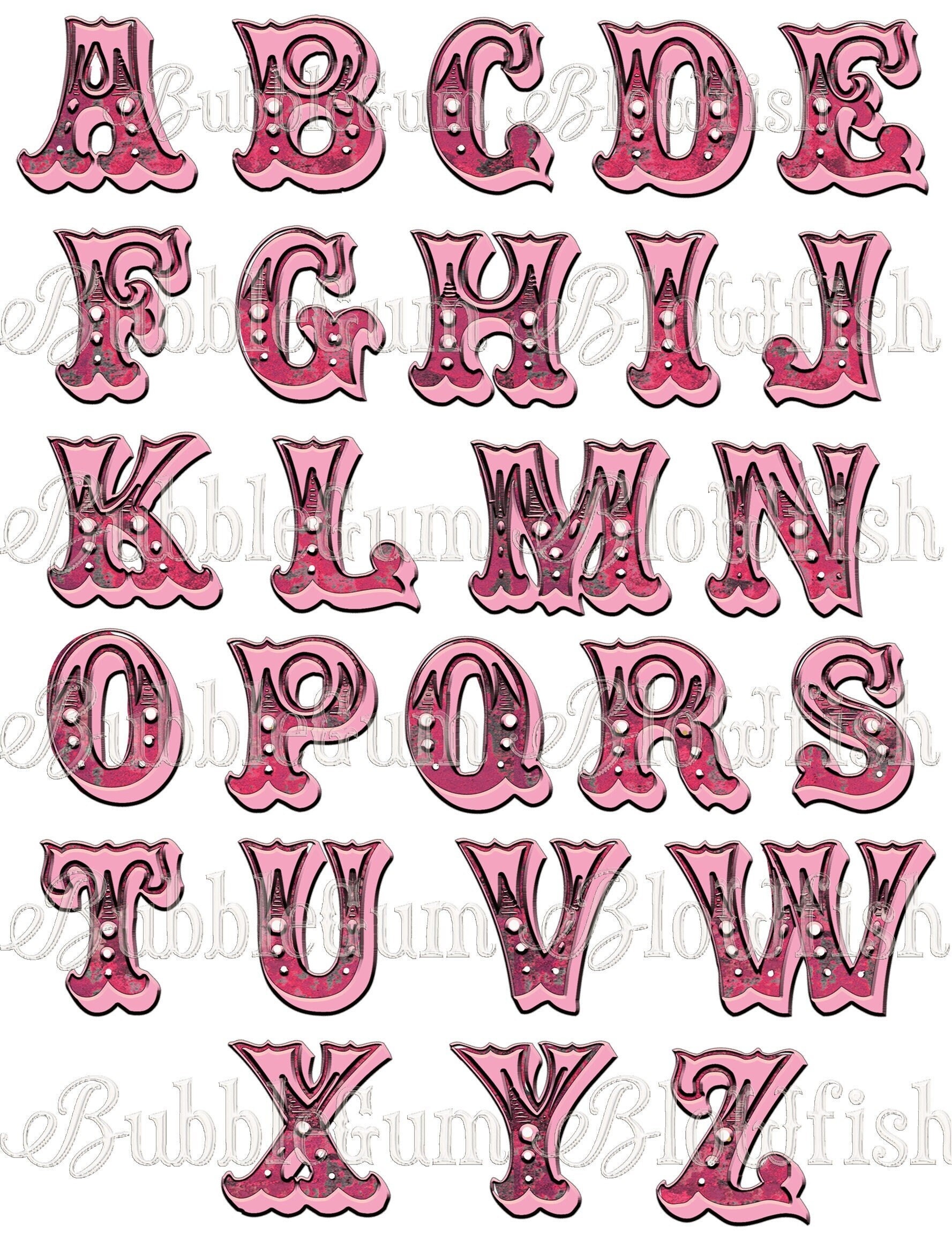 Circus Carnival Pink and Pink Alphabet Letters New Single File Collage ...