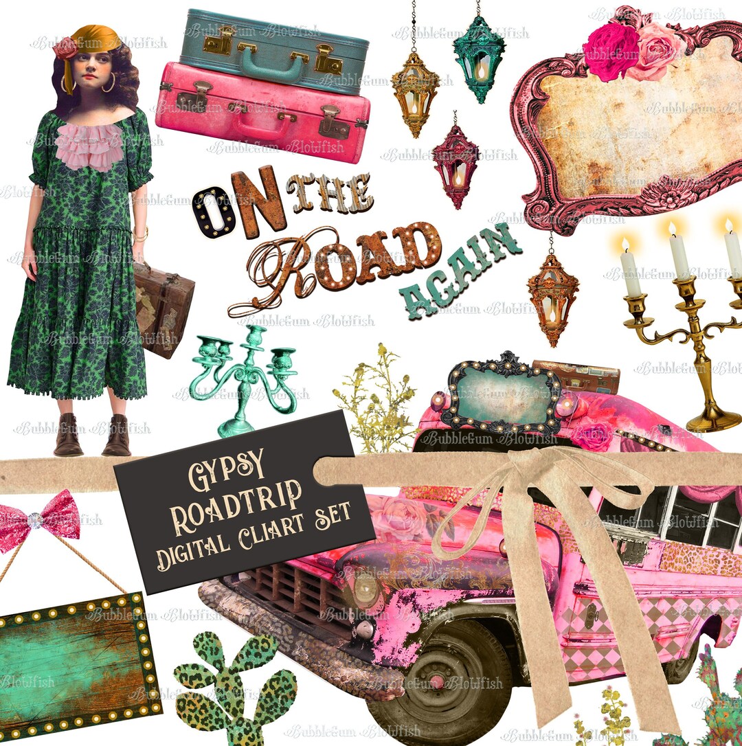 Gypsy Roadtrip Gypsy Digital Clipart 2 Png File Collage Sheets as ...