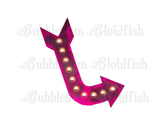 Marquee Vintage Light Retro Arrow Sign Bold Pink Individual - Etsy