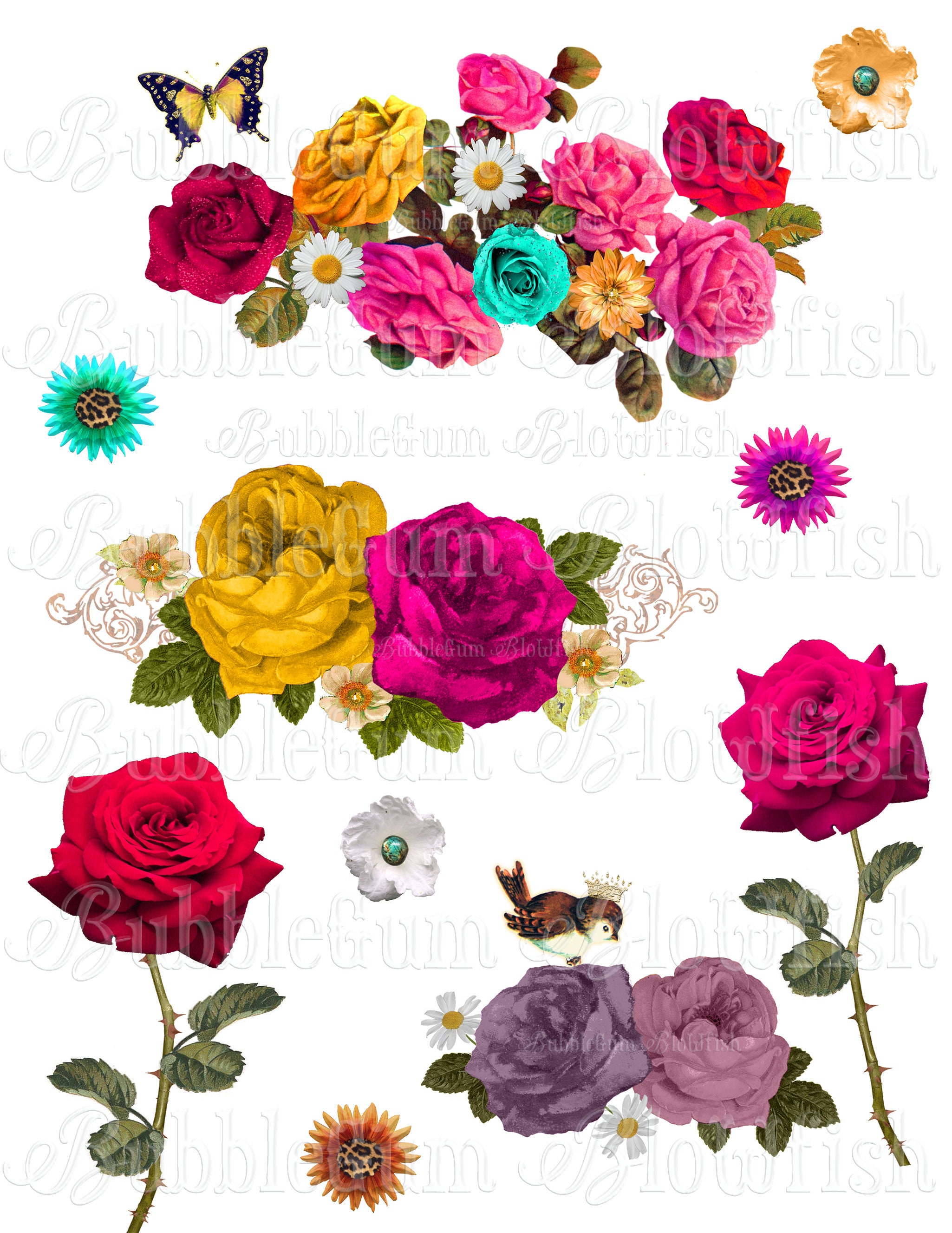 2 Roses Clipart Background