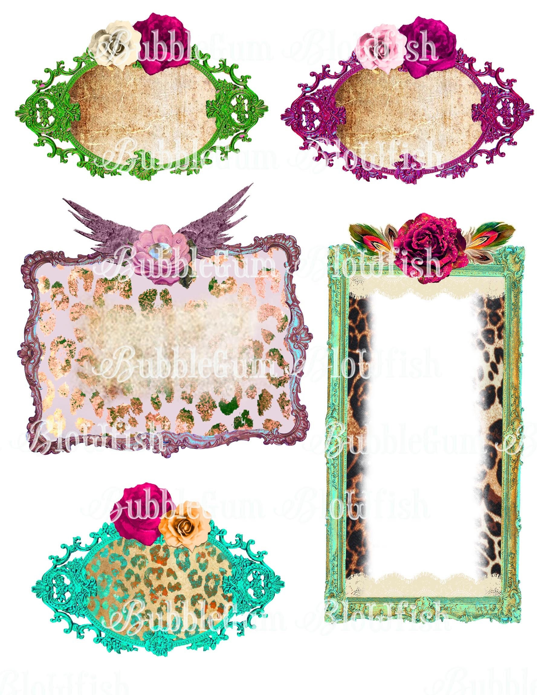 Funky Fun Ornate Colorful Vintage Gypsy Frames Digital Graphic - Etsy