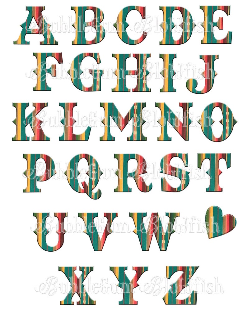 Mexican Serape Alphabet Letters NEW Single File Collage PNG Sheet ...
