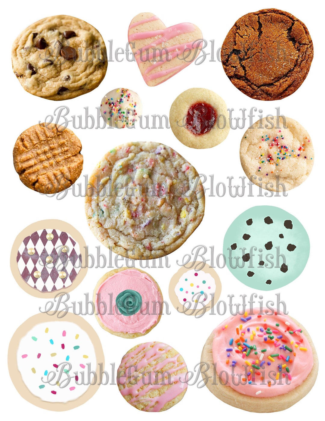 Cookies Digital Clip Art Collage Sheet Not Individually Separated - Etsy