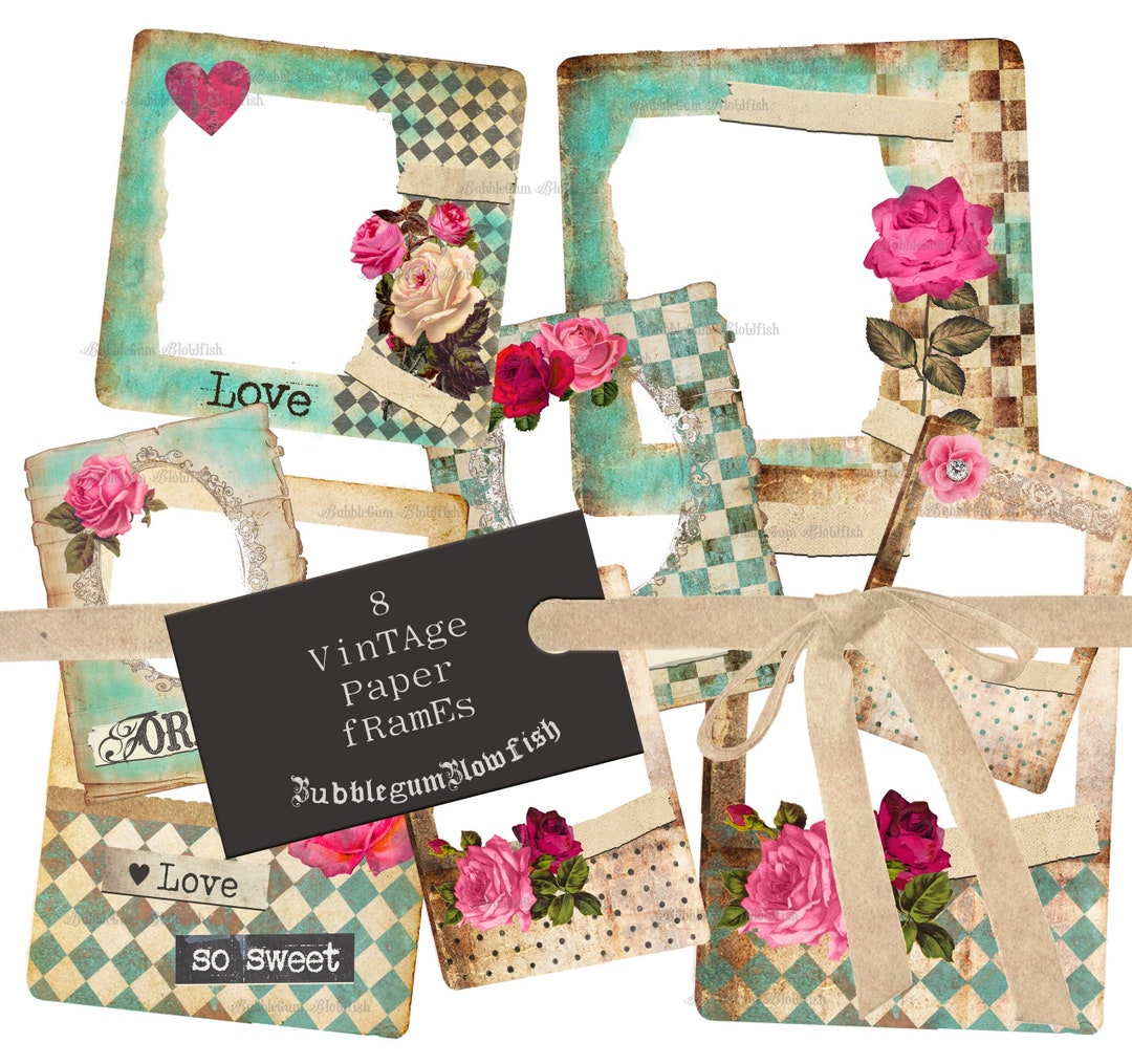 Vintage Paper Frames Digital Frame Pack Includes 2 Png Sheets, Each ...