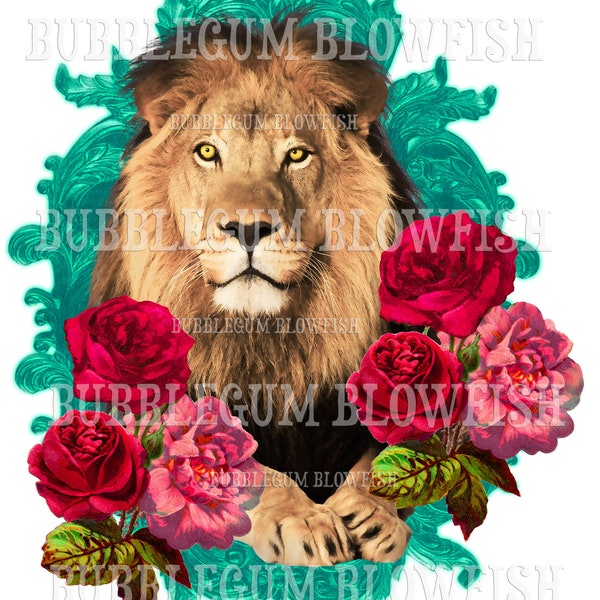 Lion Rose Art - Etsy