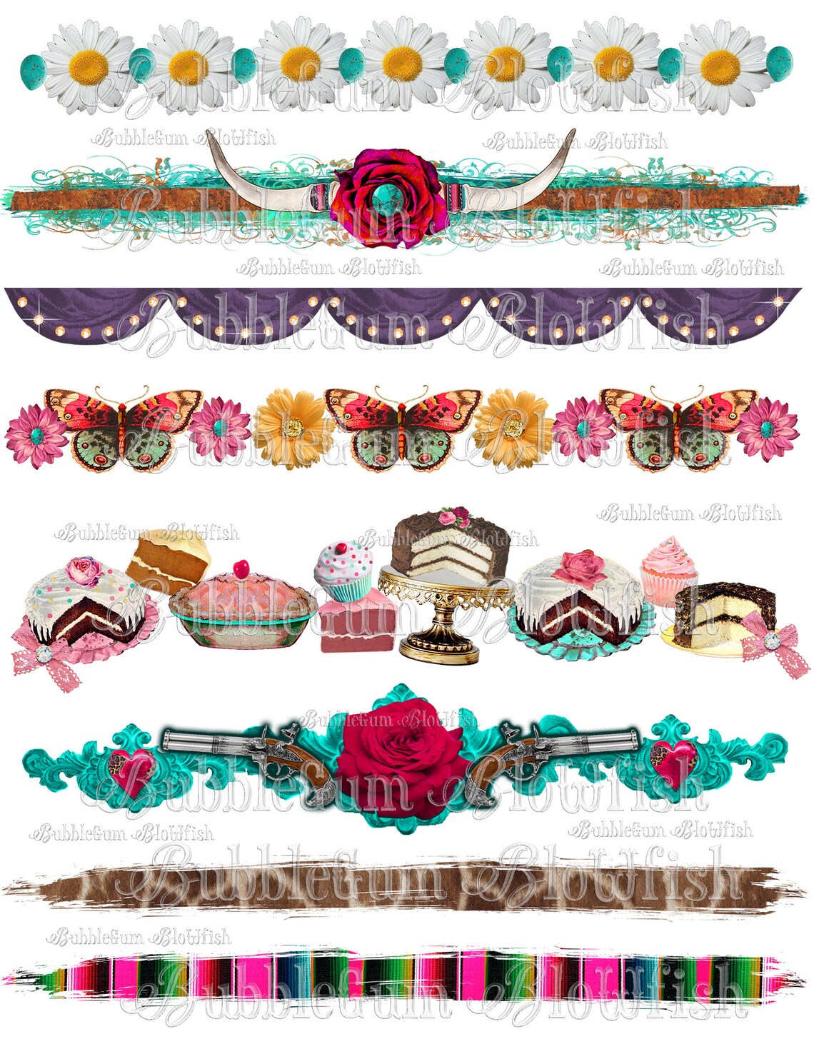 Gorgeous Whimsical Mixed Borders Edges Dividers Digital Clip - Etsy