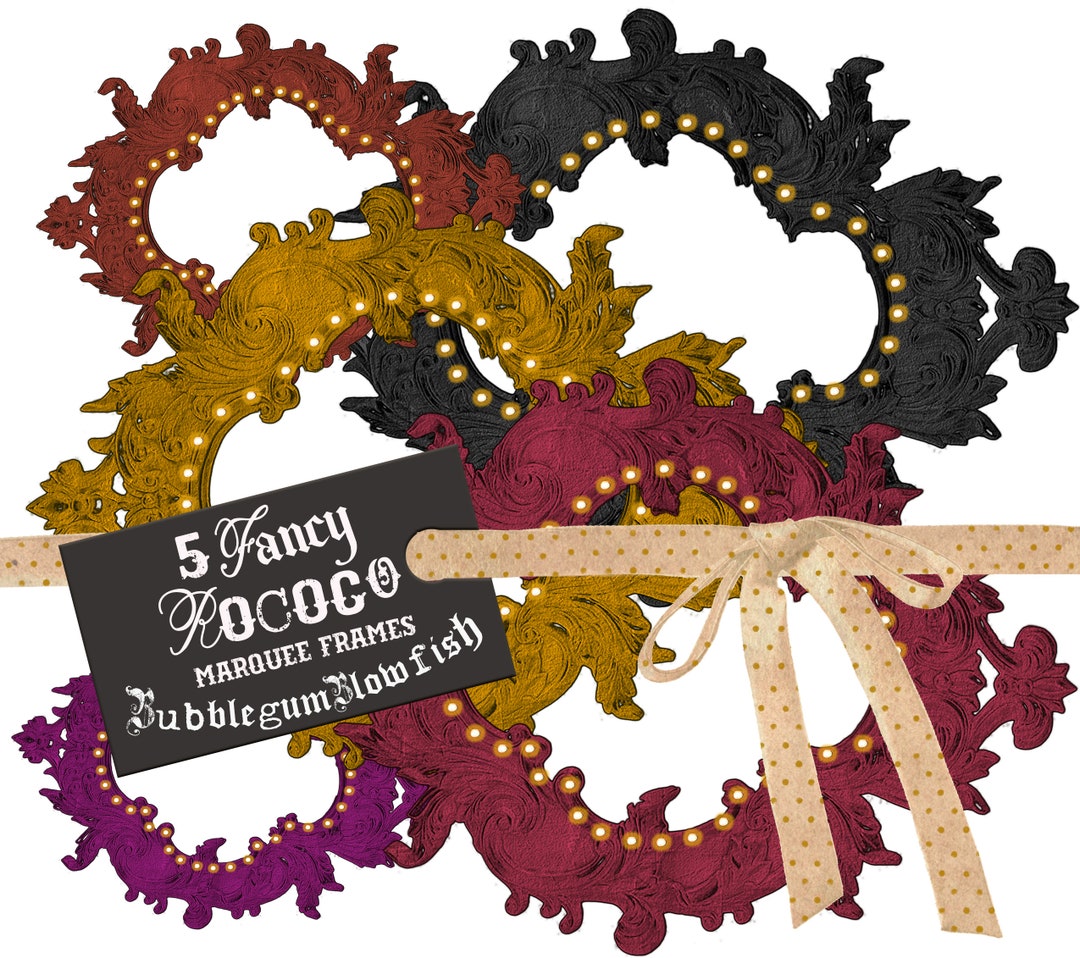 Fancy Marquee Light up Rococo Vintage Frames Digital Clipart 5 Large ...