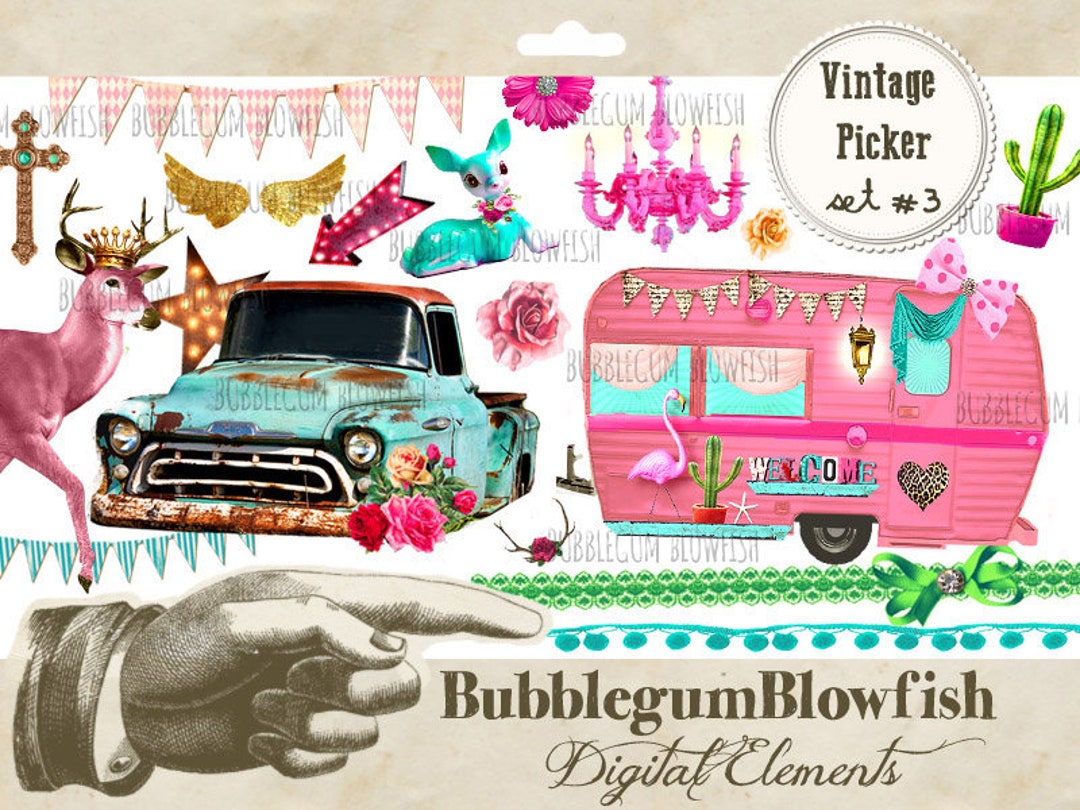 Vintage Pickers Rusty Pickup Trucks Fun Antiques Digital Graphic Design ...