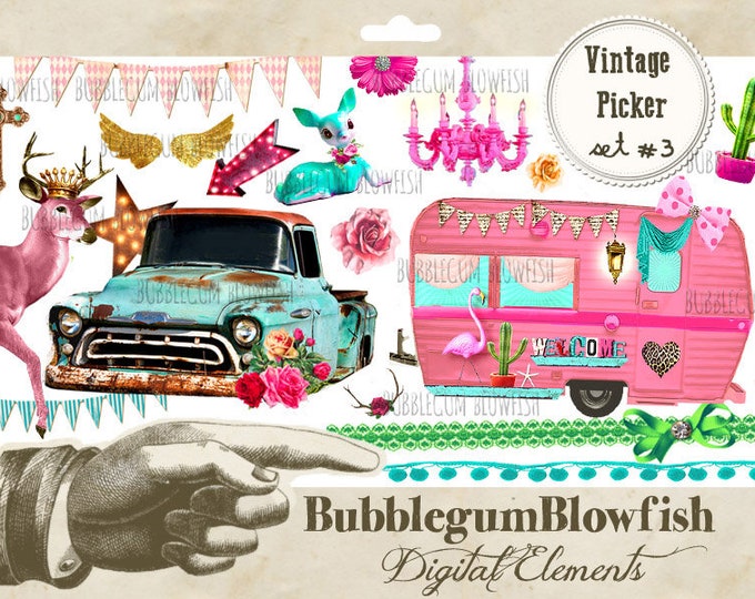 Vintage Pickers Rusty Pickup Trucks Fun Antiques Digital | Etsy