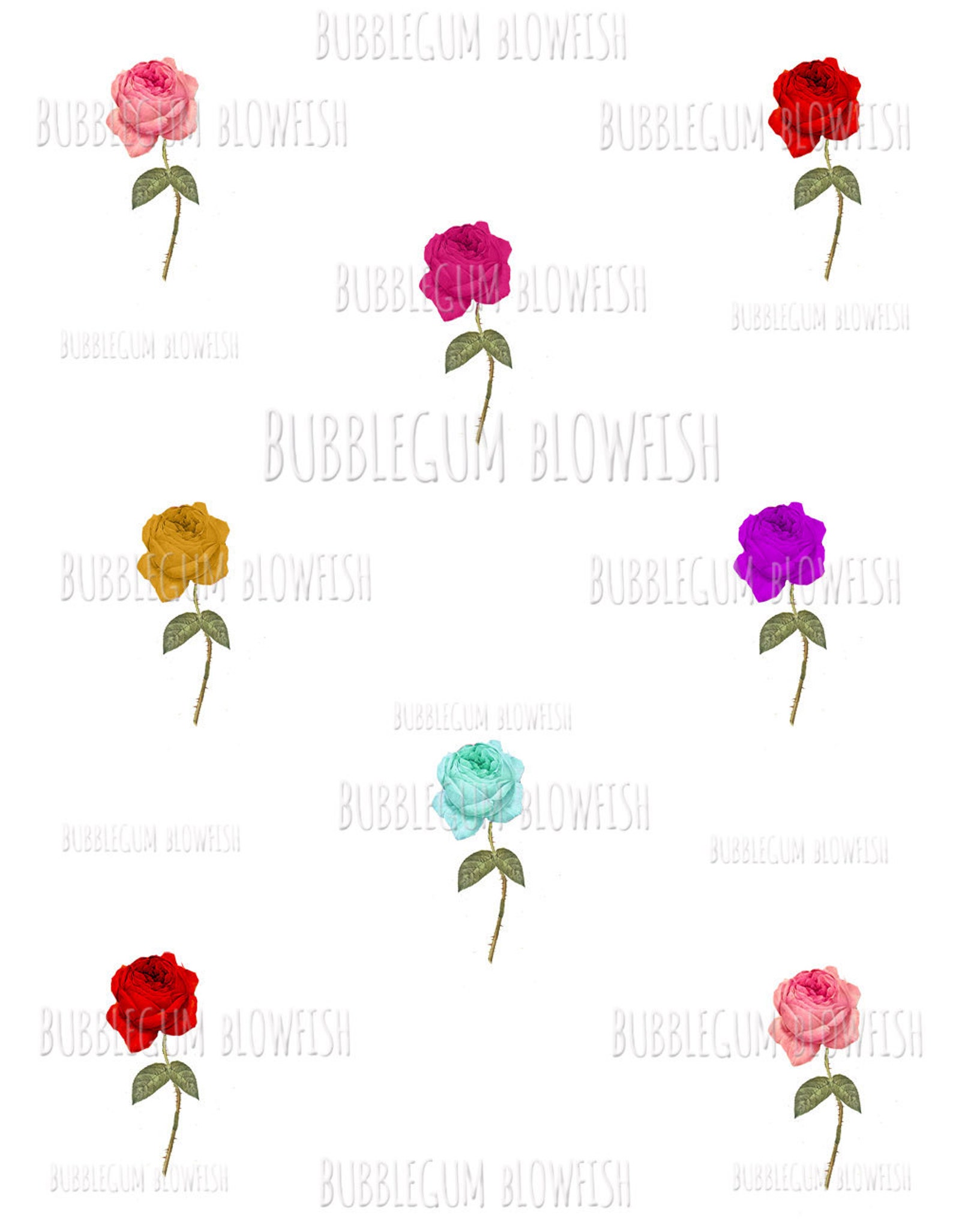 Gorgeous Long Stem Roses Diy Digital Graphic Design Elements Png ...