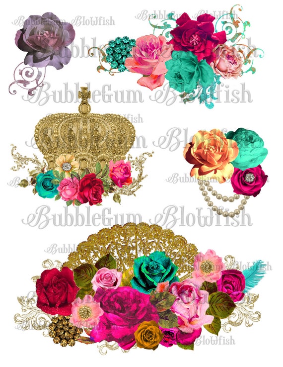 Gorgeous Fancy Intricate Golden Jeweled Roses Vintage Roses | Etsy