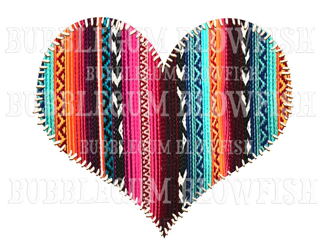 Serape Heart #3 Digital Clipart TSHIRT Transfer DIY Not Physical Item ...