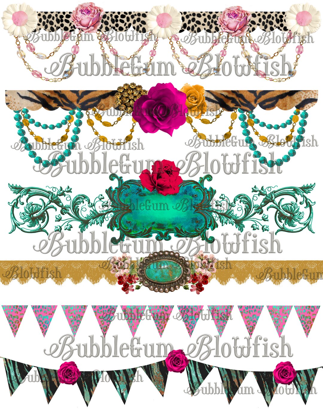 Gorgeous Jeweled Intricate Whimsical Borders DIY Digital - Etsy