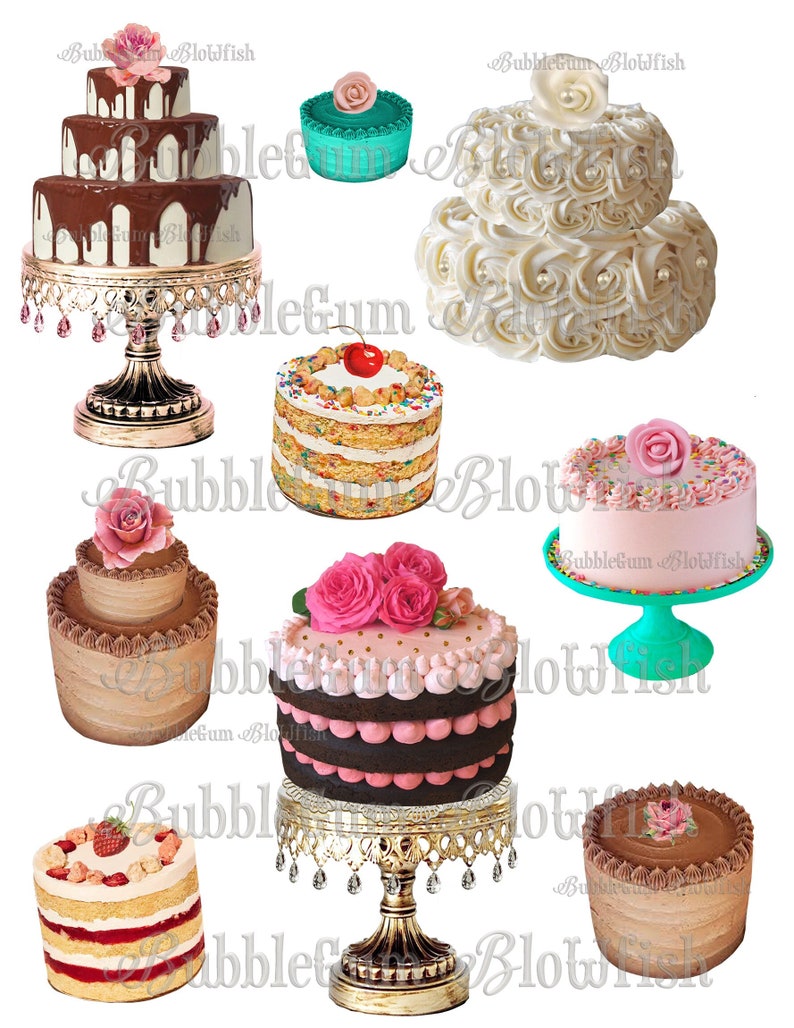 Cake Vintage Cakes Digital Clip Art Collage Sheet Not Individually ...