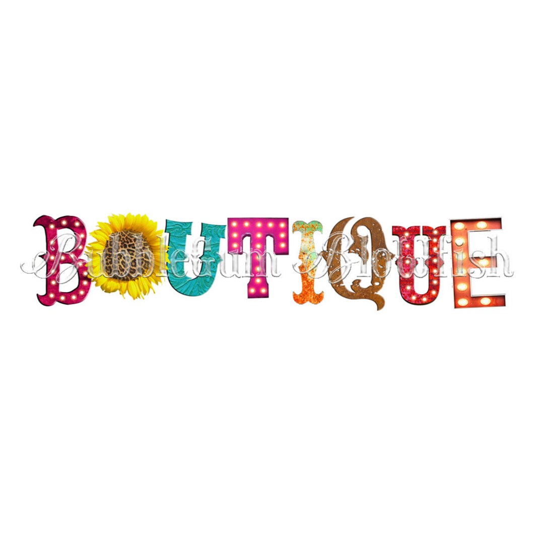 Marquee Light Word Boutique Single PNG File Digital Clipart Download - Etsy