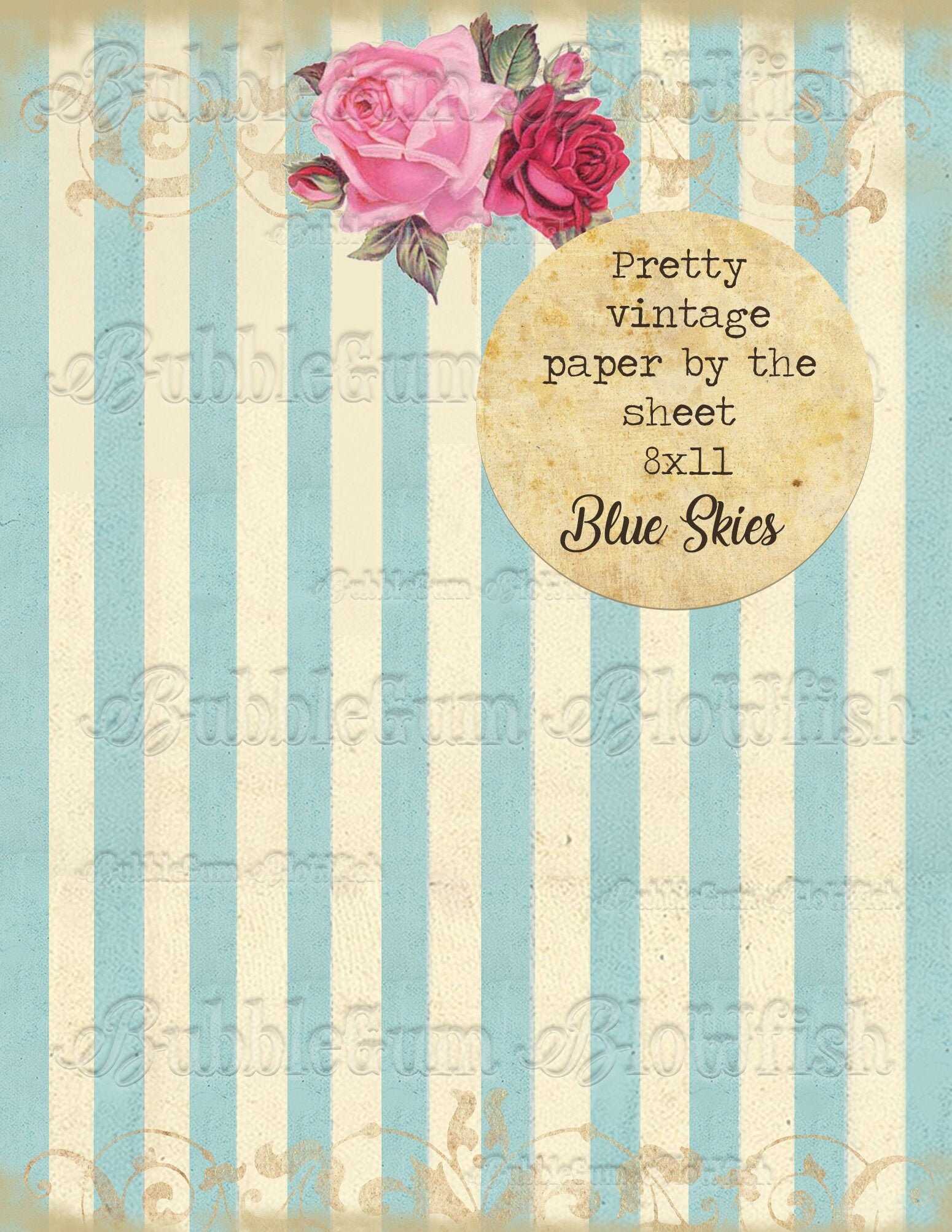 Embellishments BubblegumBlowfish pretty vintage paper by the sheet ...