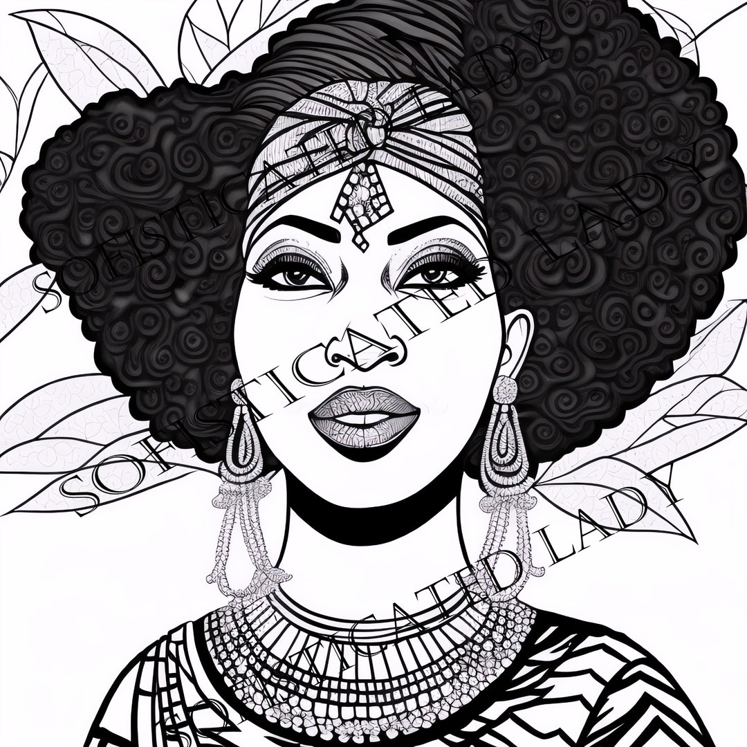 35 Beautiful Black Queen Coloring Pages Adult Coloring - Etsy