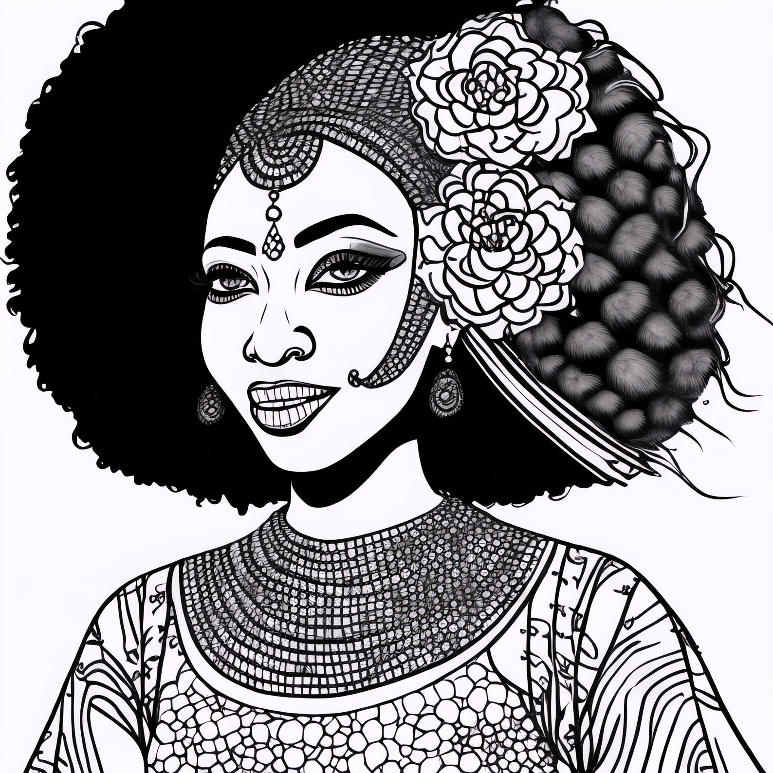 21 Beautiful Black Queen Coloring Pages Adult Coloring Etsy