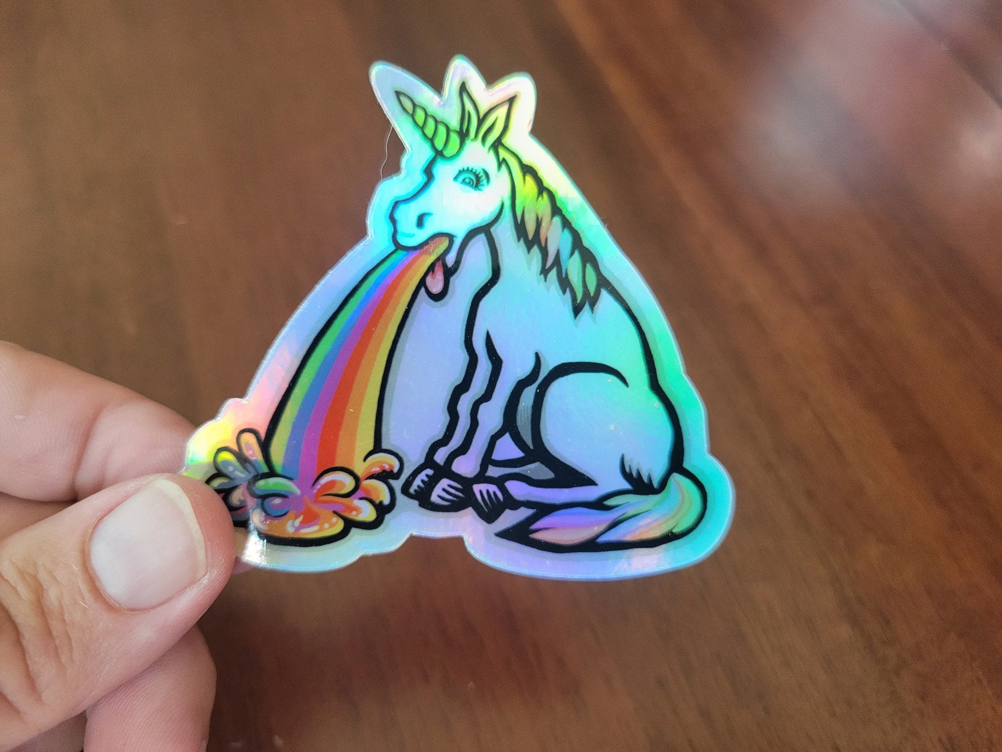 Vomiting Unicorn Prism Sticker 3 Tall - Etsy
