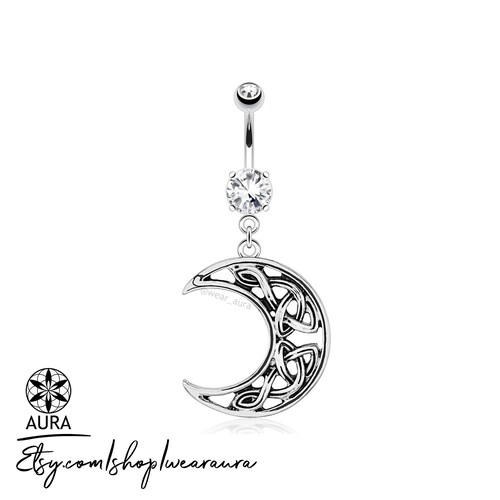 Navel Ring Moon Belly Piercing Belly Button Rings Dangle - Etsy