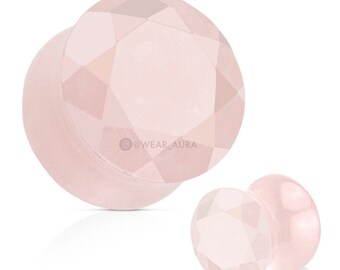 Rose Quartz Stone Double Flared Plugs pair - Etsy