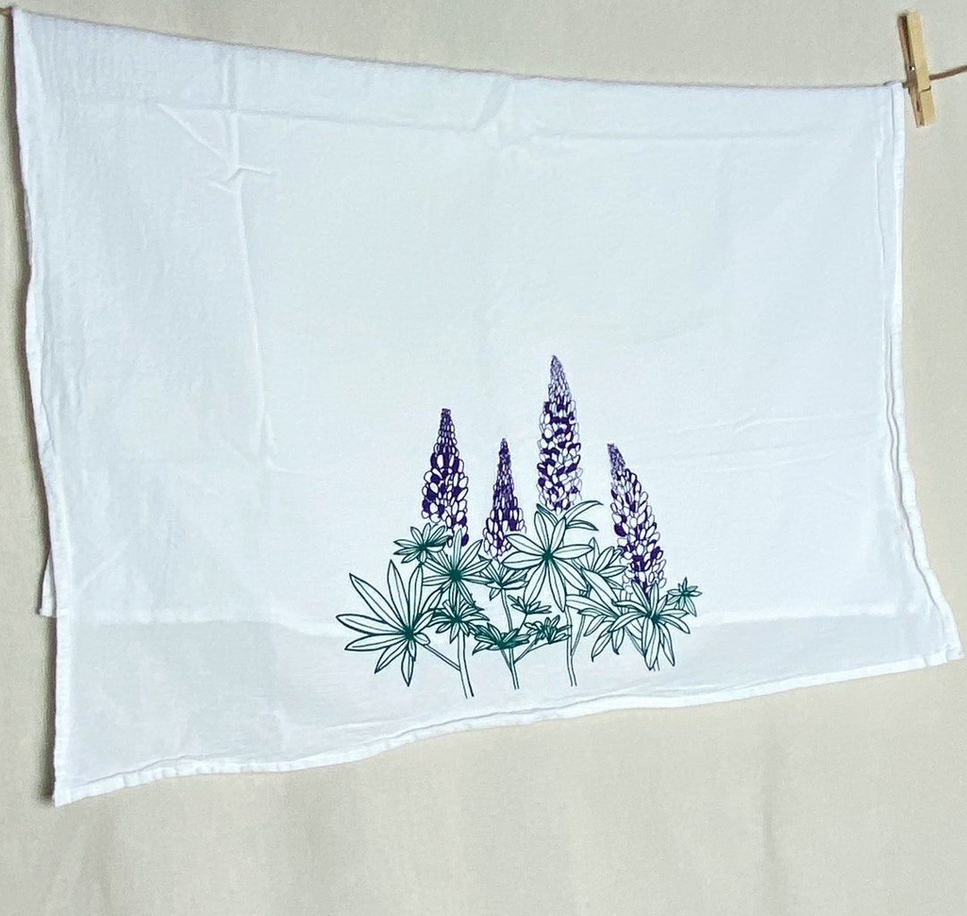 Extra Large Lupin Cotton Tea Towel USA Made - Etsy