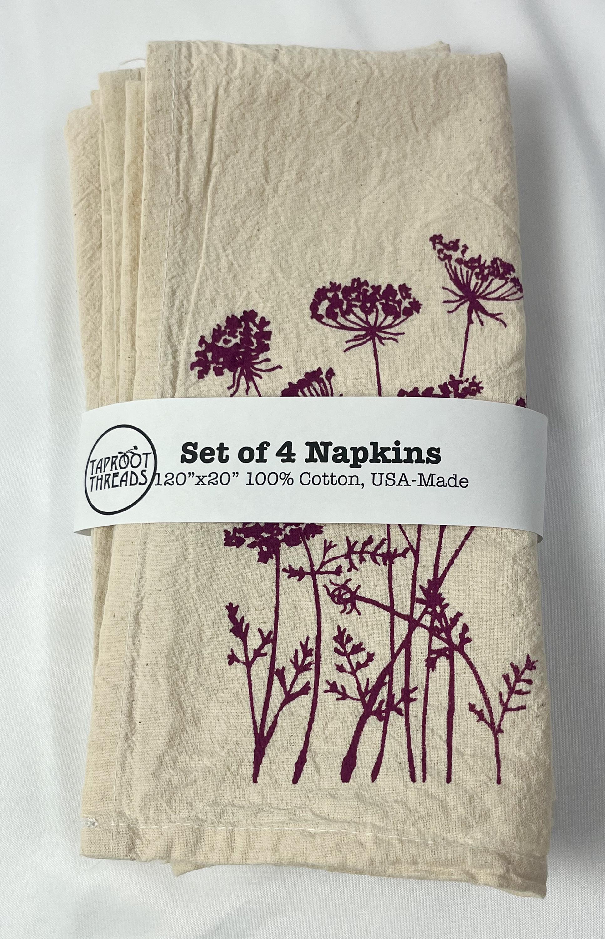 Set of 4 Queen Anne's Lace Cotton Napkins USA Made - Etsy